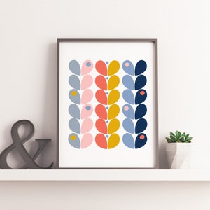 Mid Century Modern Art Print, Scandinavian Wall Art, Colorful Geometric ...