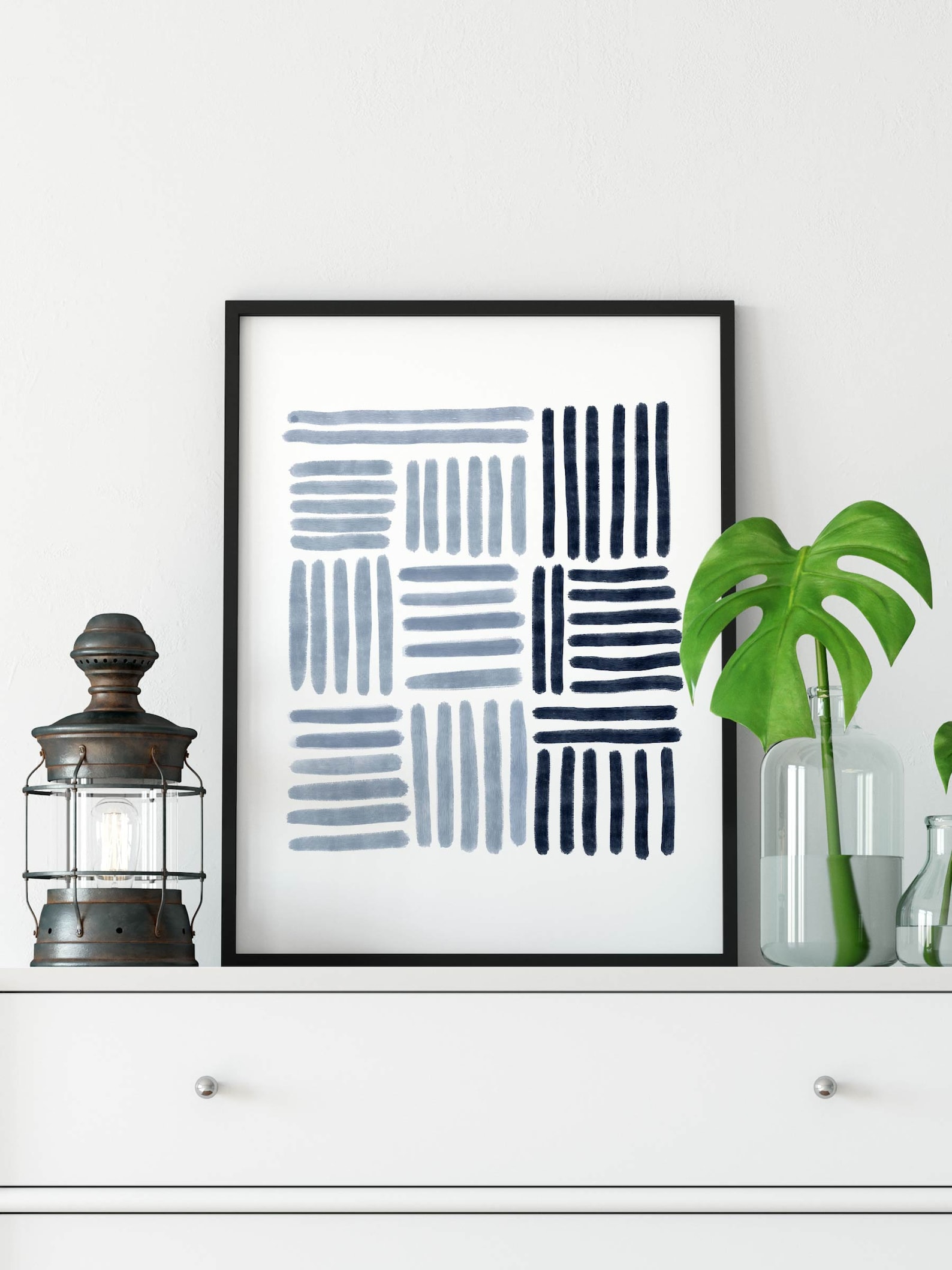 Geometric Print Blue Wall Art Indigo Modern Print Abstact - Etsy