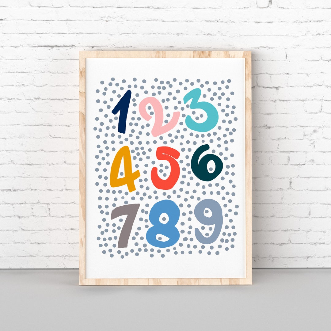 Numbers poster print for nursery, Numbers wall art kids room ...