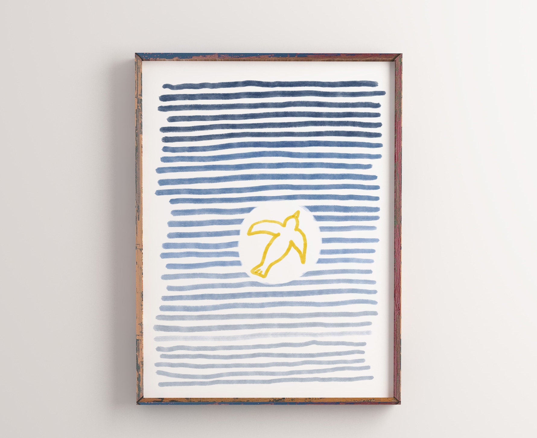 Blue and Yellow Kids Abstract Wall Art Abstract Bird for Kids | Etsy