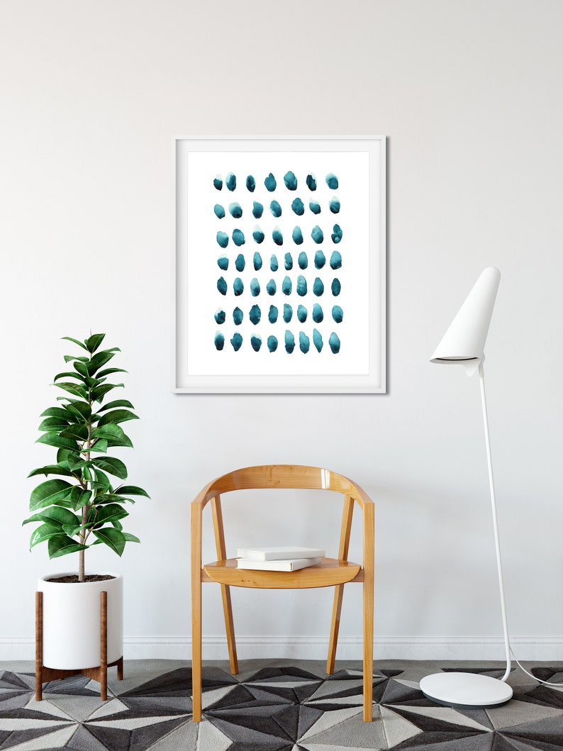 Printable abstract wall art Dots printable art blue modern | Etsy