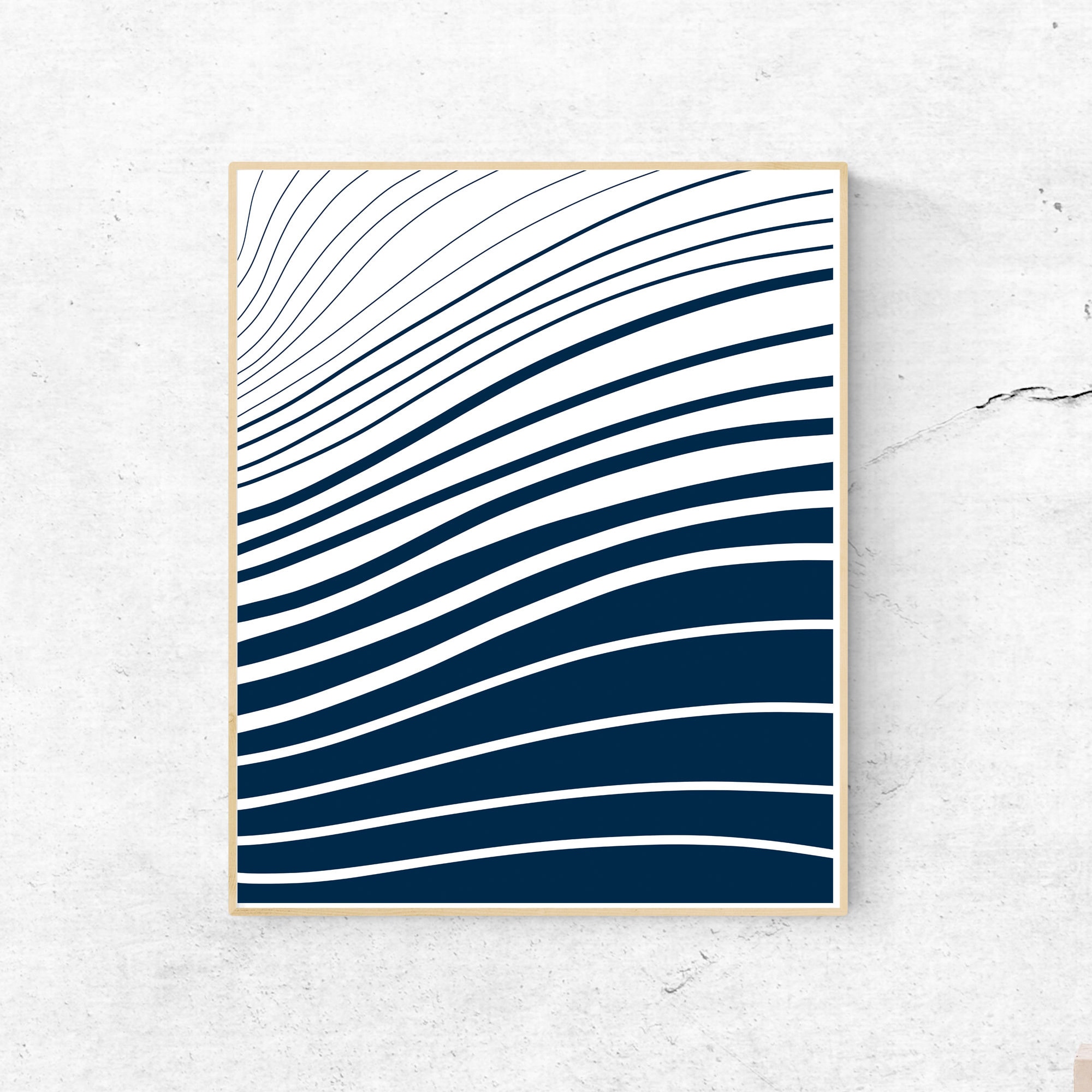 Blue Modern Art Abstract Print Navy Blue Poster Coastal | Etsy