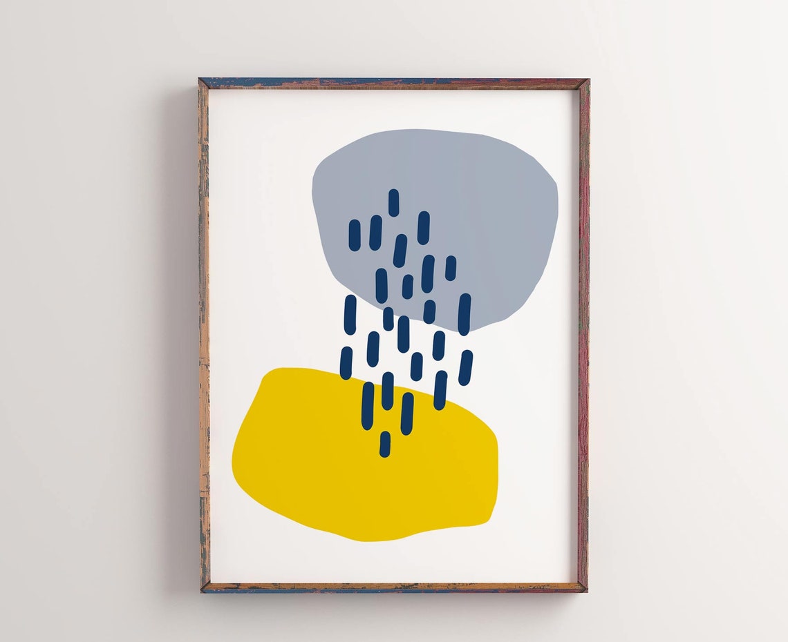 Mid century print yellow Colorful modern art print Printable | Etsy