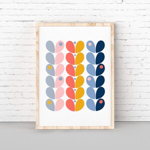 Mid Century Modern Art Print, Scandinavian Wall Art, Colorful Geometric ...