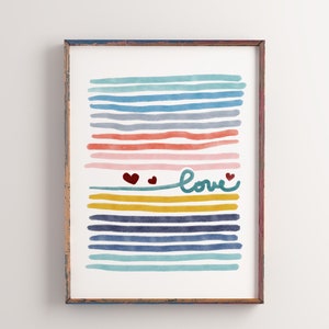 Love Quote Kids Room, Colorful Nursery Wall Art, Happy Playroom Art ...