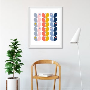 Mid Century Modern Art Print, Scandinavian Wall Art, Colorful Geometric ...
