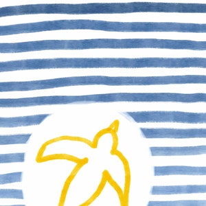 Blue and Yellow Kids Abstract Wall Art, Abstract Bird for Kids Room ...