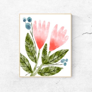 Pink Flowers Print, Large Floral Art, Spring Wall Art, Printable ...