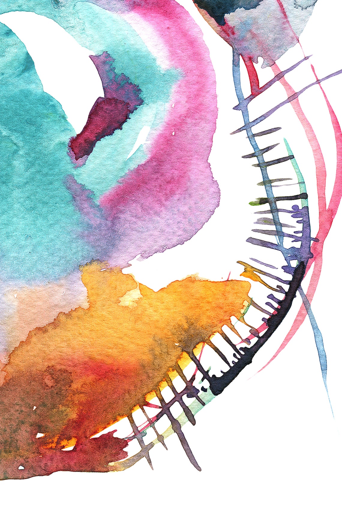 Colorful Abstract Wall Art Watercolor Abstract Print - Etsy