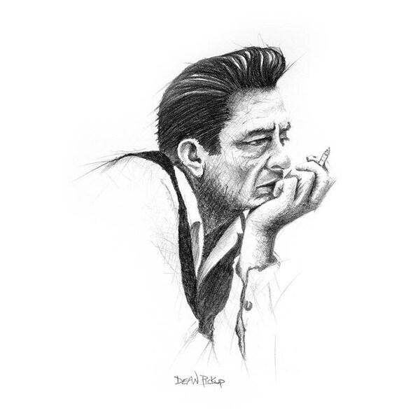 Pencil Drawing of Johnny Cash - Etsy