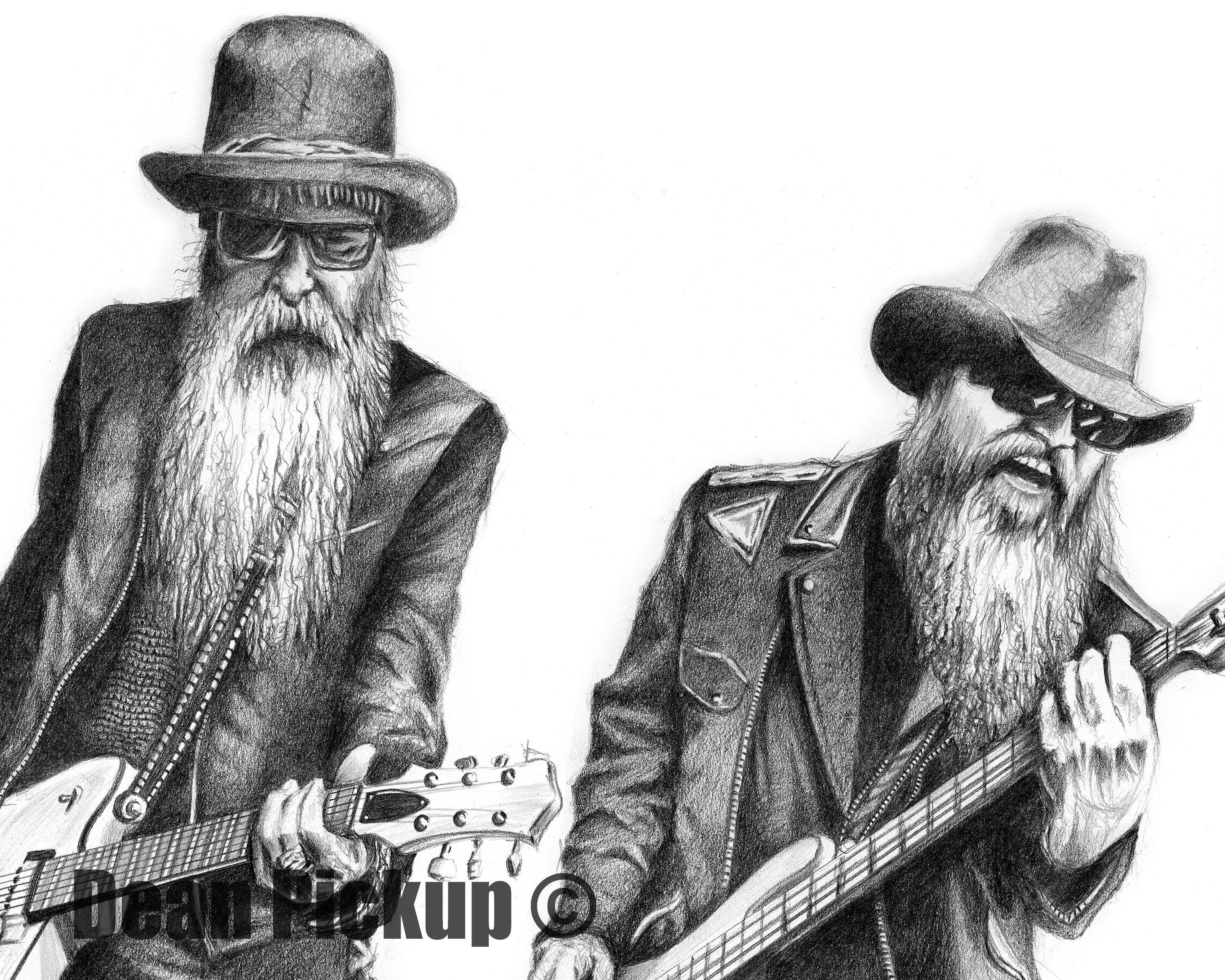 ZZ Top Fine Art Print - 12"x18", Wall Art, Pencil Drawing - Etsy