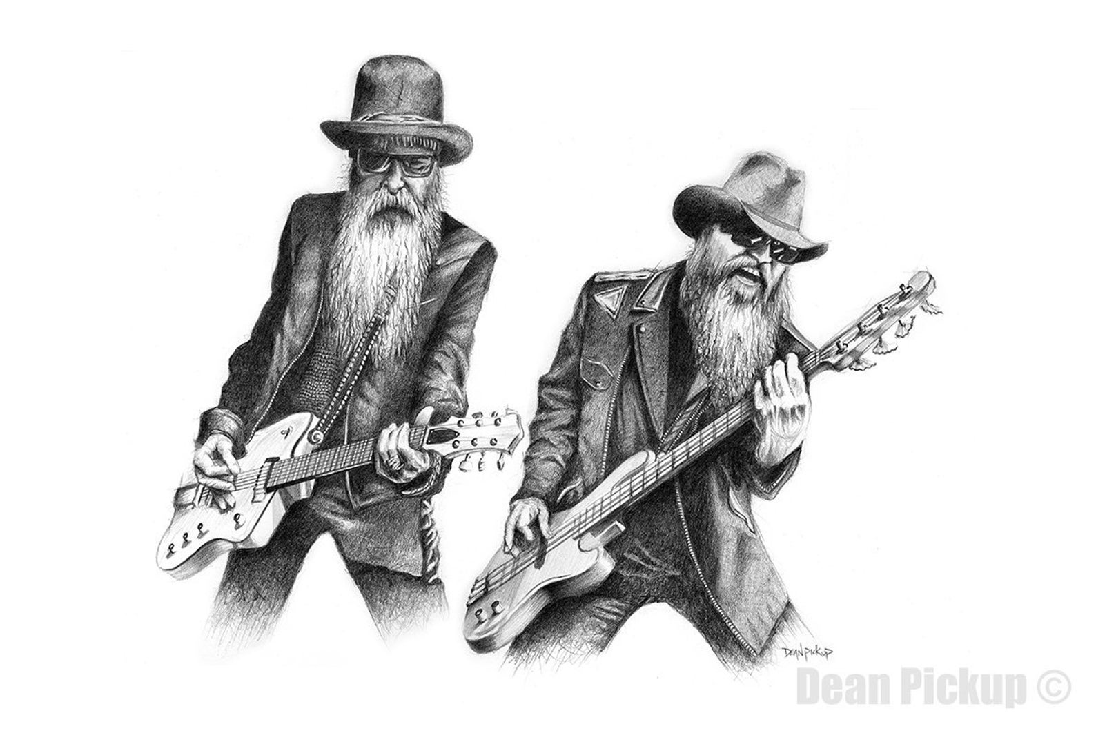 ZZ Top Fine Art Print - 12"x18", Wall Art, Pencil Drawing - Etsy