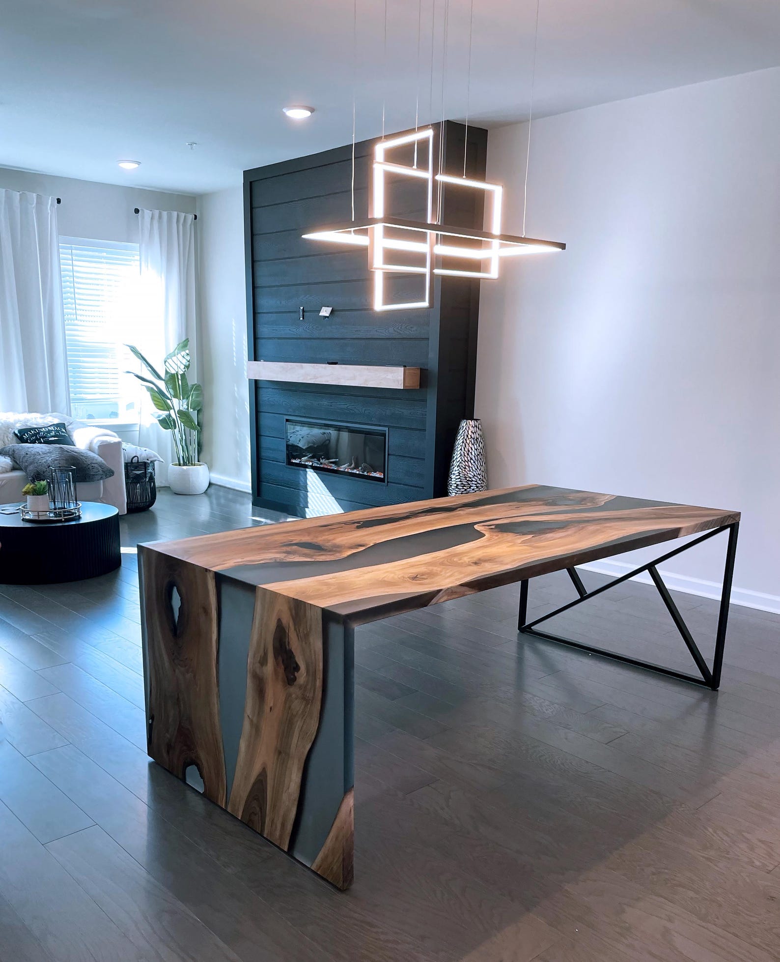 Custom Epoxy Dining Table / Epoxy Waterfall Table / Wood and Sheer ...