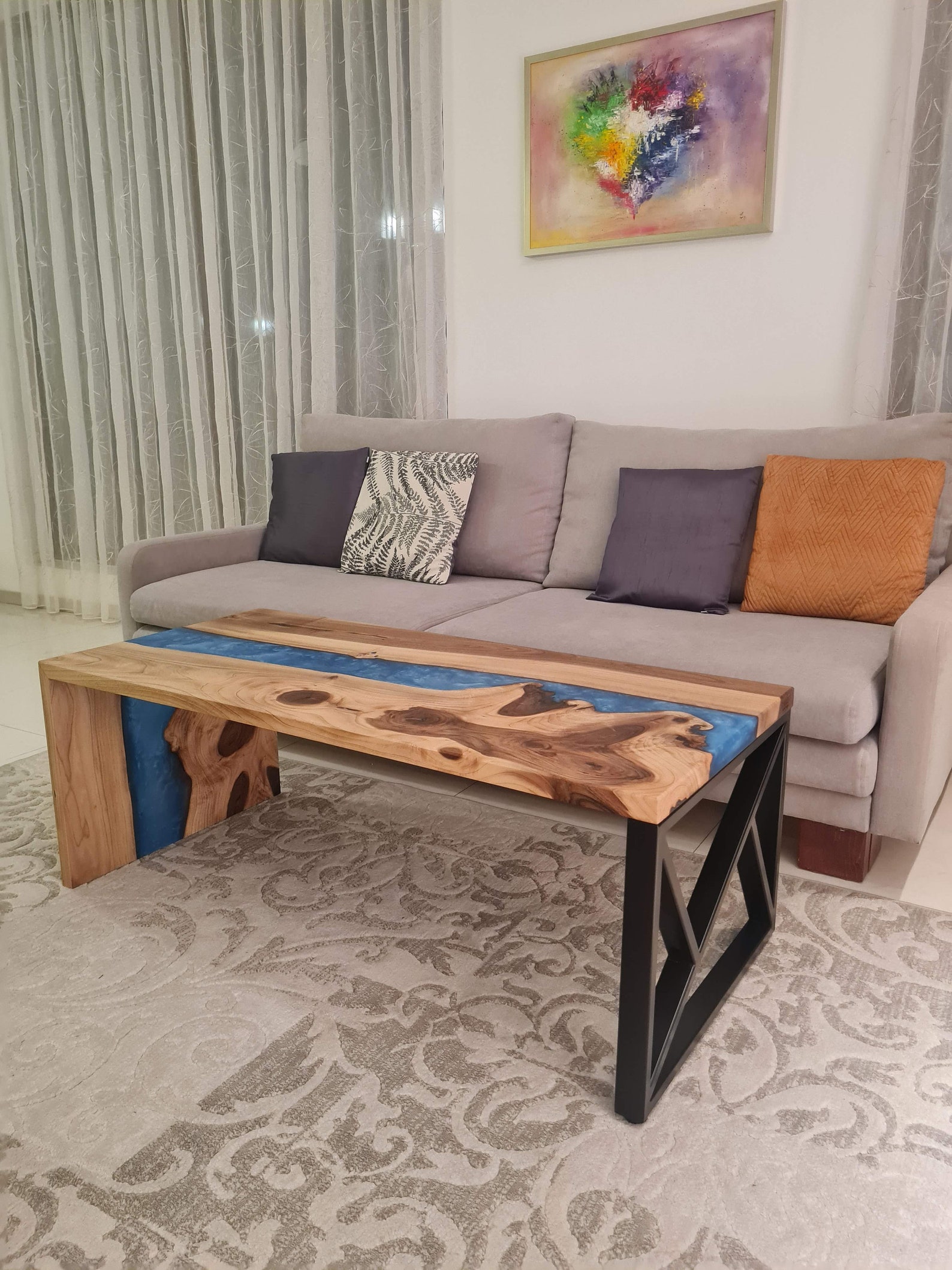 Live Edge Walnut Wood Epoxy Waterfall River Table / Walnut - Etsy