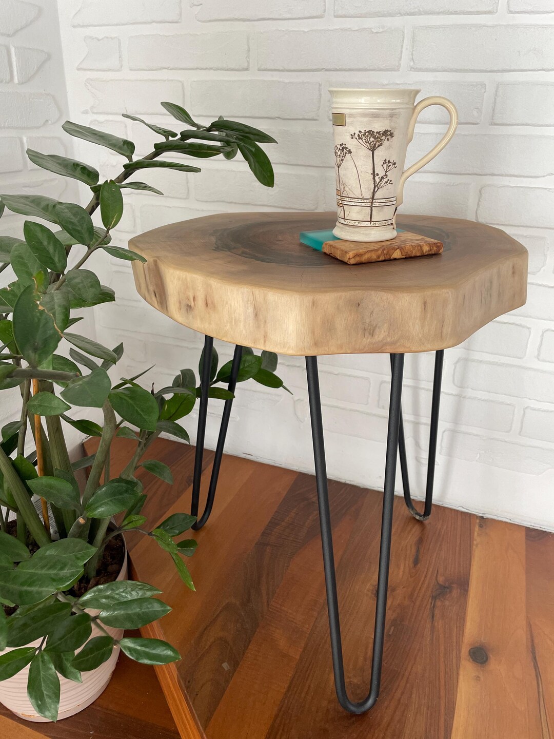 16" Live Edge Wood Slab Coffee Table /tree Slice End Table / Walnut ...