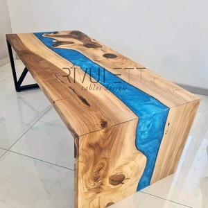 Live Edge Walnut Wood Epoxy Waterfall River Table / Walnut | Etsy