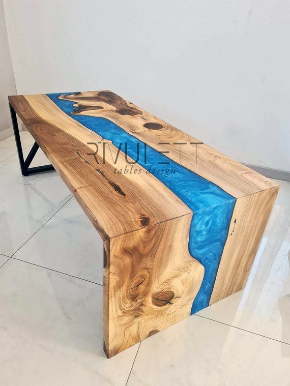 Live Edge Walnut Wood Epoxy Waterfall River Table / Walnut | Etsy