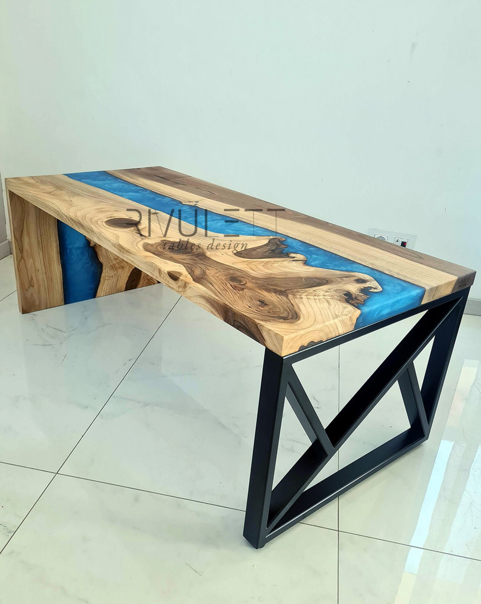 Live Edge Walnut Wood Epoxy Waterfall River Table / Walnut | Etsy