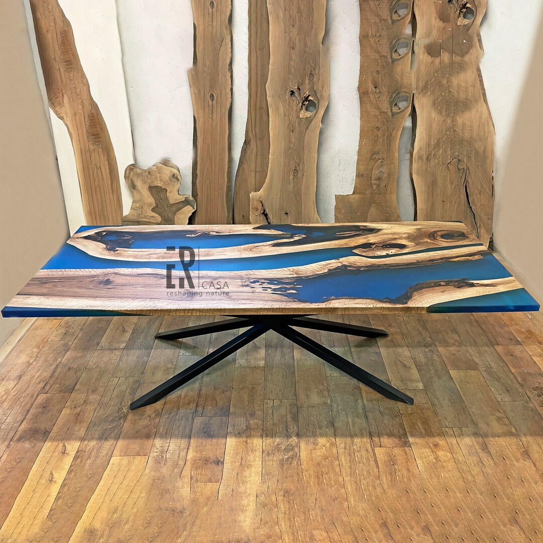 Three Shades of Blue Epoxy Resin Dining Table/ocean Blue River Table ...