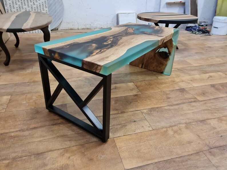 Walnut Wood Epoxy Waterfall River Table / Walnut Wood and - Etsy