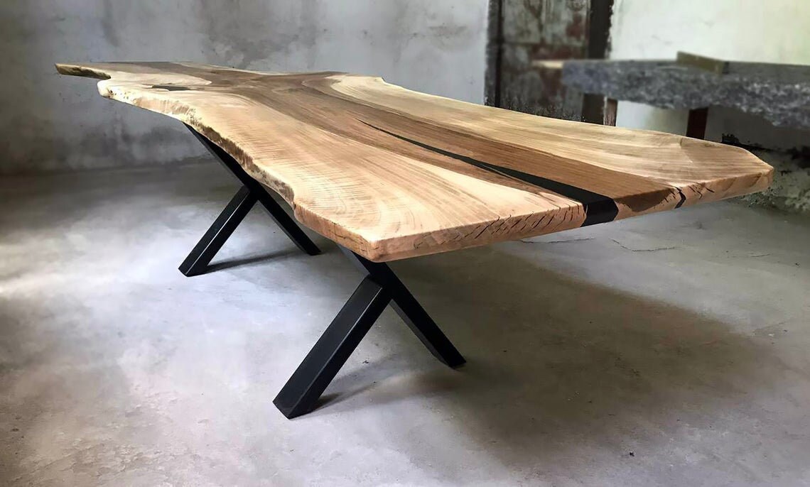 102" Live Edge One Piece Wood Slab Table / Live Edge Walnut Wood Dining ...