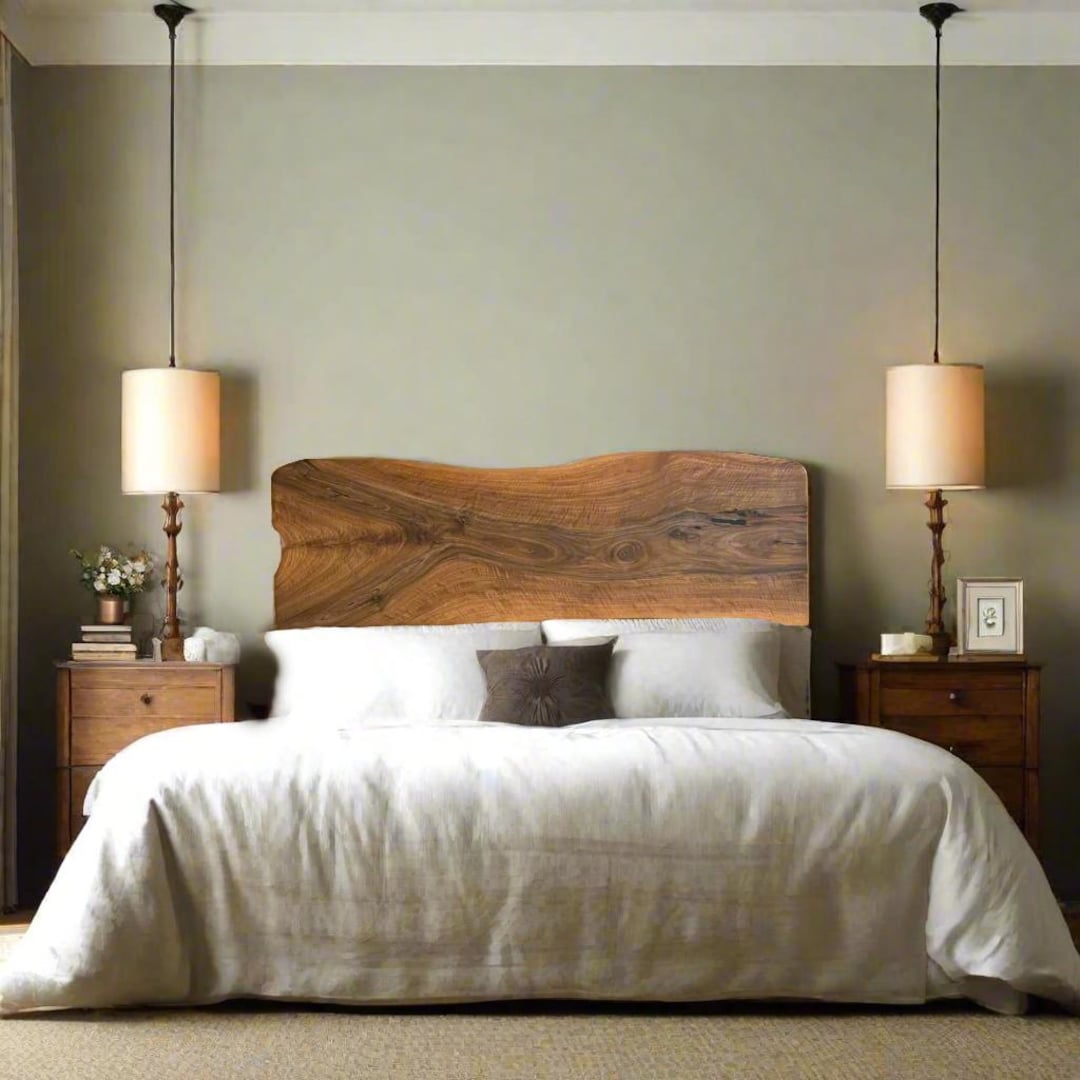 Live Edge Queen Headboard/ Wood Slab Bed Frame / Custom Wood Wall ...