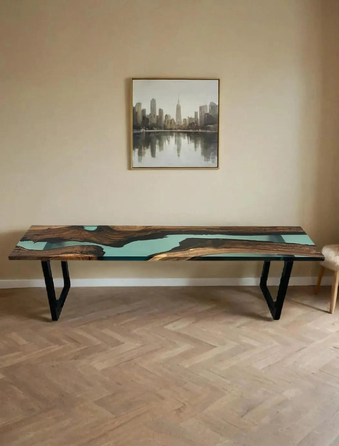 Epoxy Bench / Custom Wood Resin Bench / Entryway Live Edge Walnut Wood ...