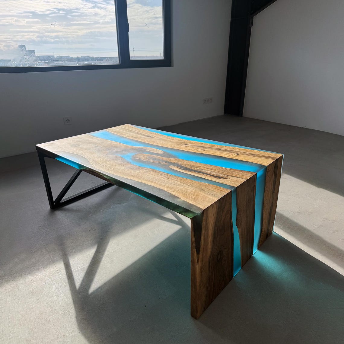 Live Edge Waterfall Epoxy Table – River Resin Desk, Console Table ...