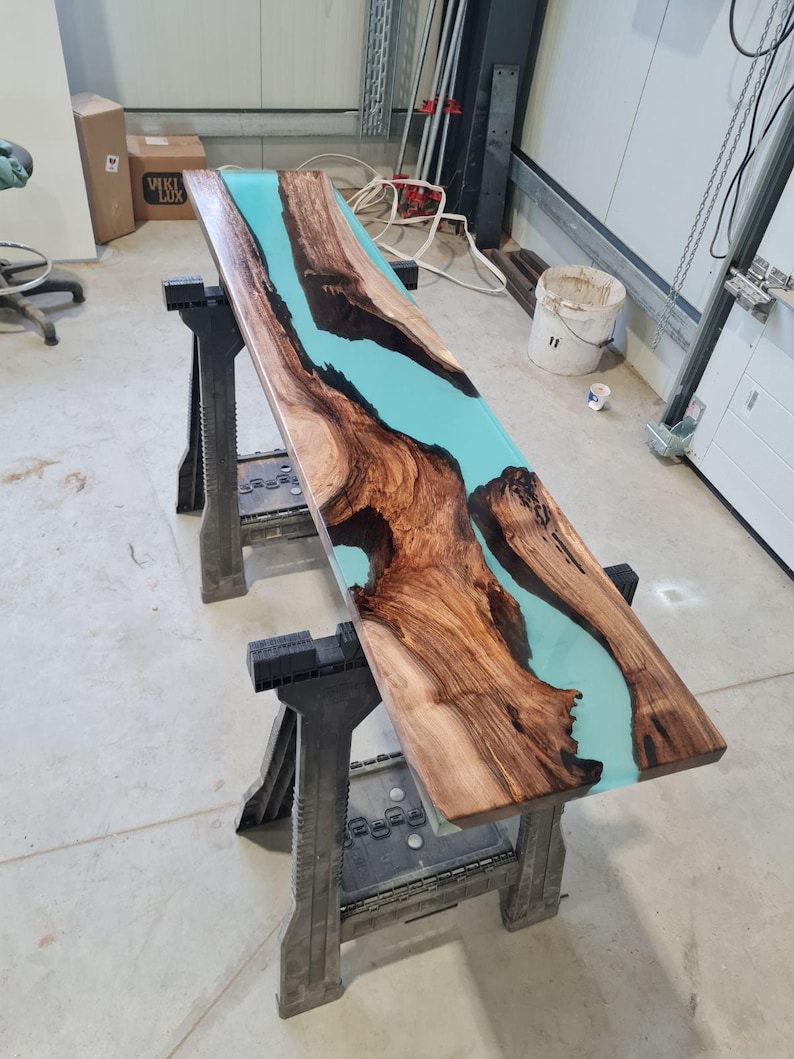 Epoxy Bench / Custom Wood Resin Bench / Entryway Live Edge Walnut Wood ...