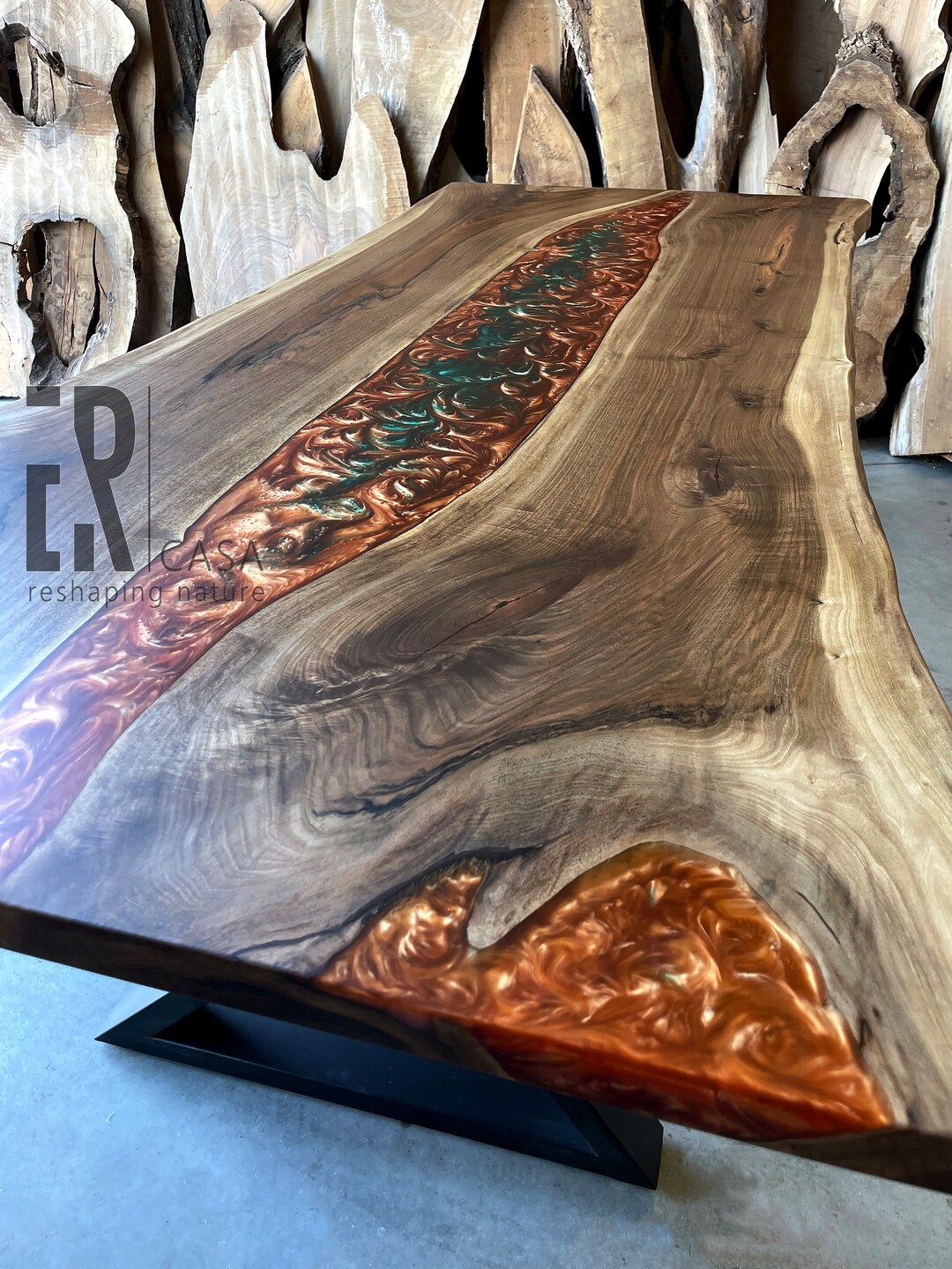Live Edge Bronze Epoxy River Table / Epoxy Dining Table / Epoxy Resin ...