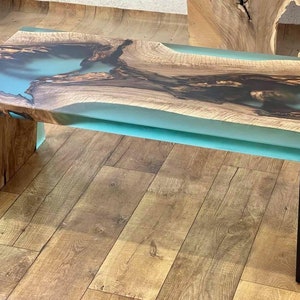 Walnut Wood Epoxy Waterfall River Table / Walnut Wood and - Etsy