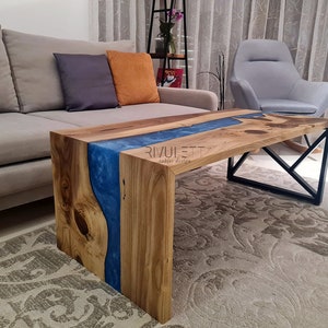 Live Edge Walnut Wood Epoxy Waterfall River Table / Walnut | Etsy