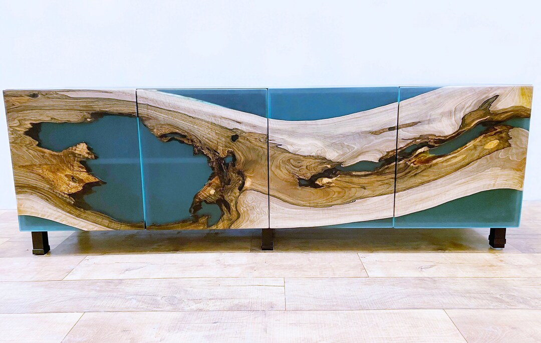 TV Unit / Modern Buffet Cabinet / Walnut and Transparent - Etsy Singapore