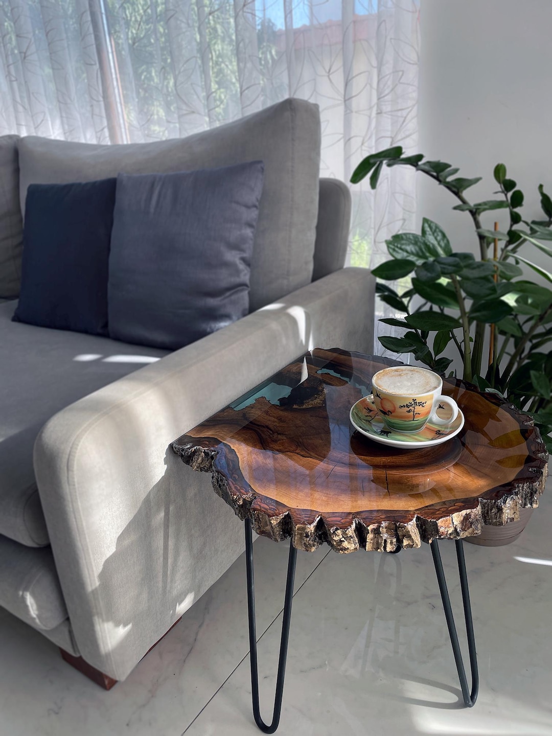 Live Edge Wood Slab Coffee Table /tree Slice End Table / Walnut Wood ...