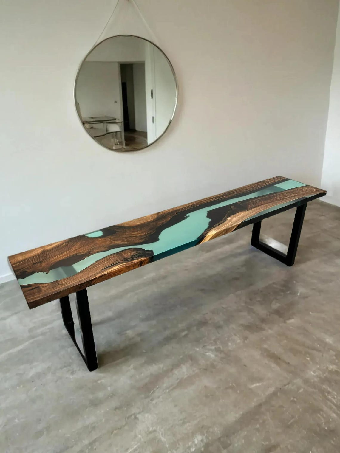 Epoxy Bench / Custom Wood Resin Bench / Entryway Live Edge Walnut Wood ...