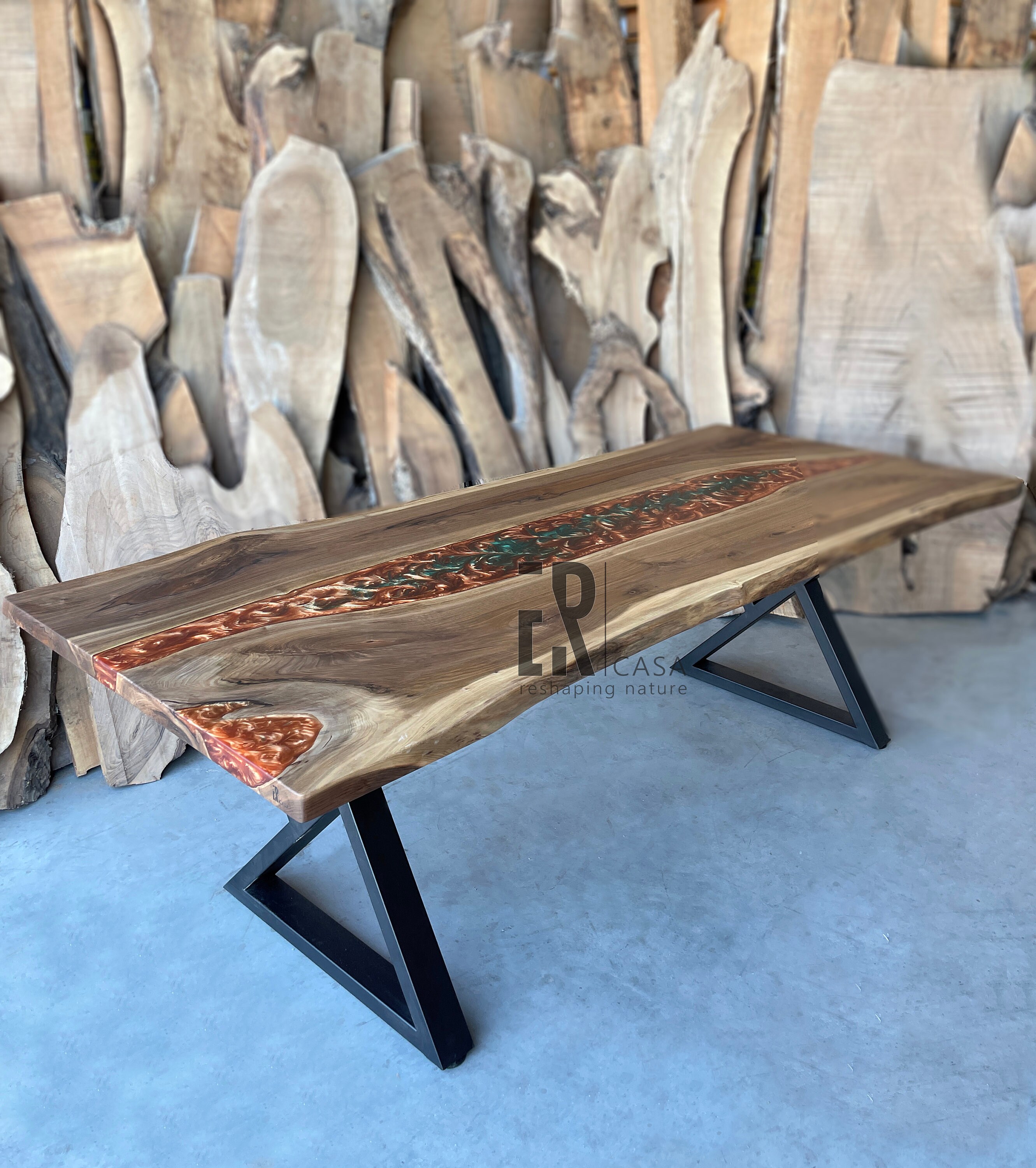 Live Edge Bronze Epoxy River Table / Epoxy Dining Table / - Etsy