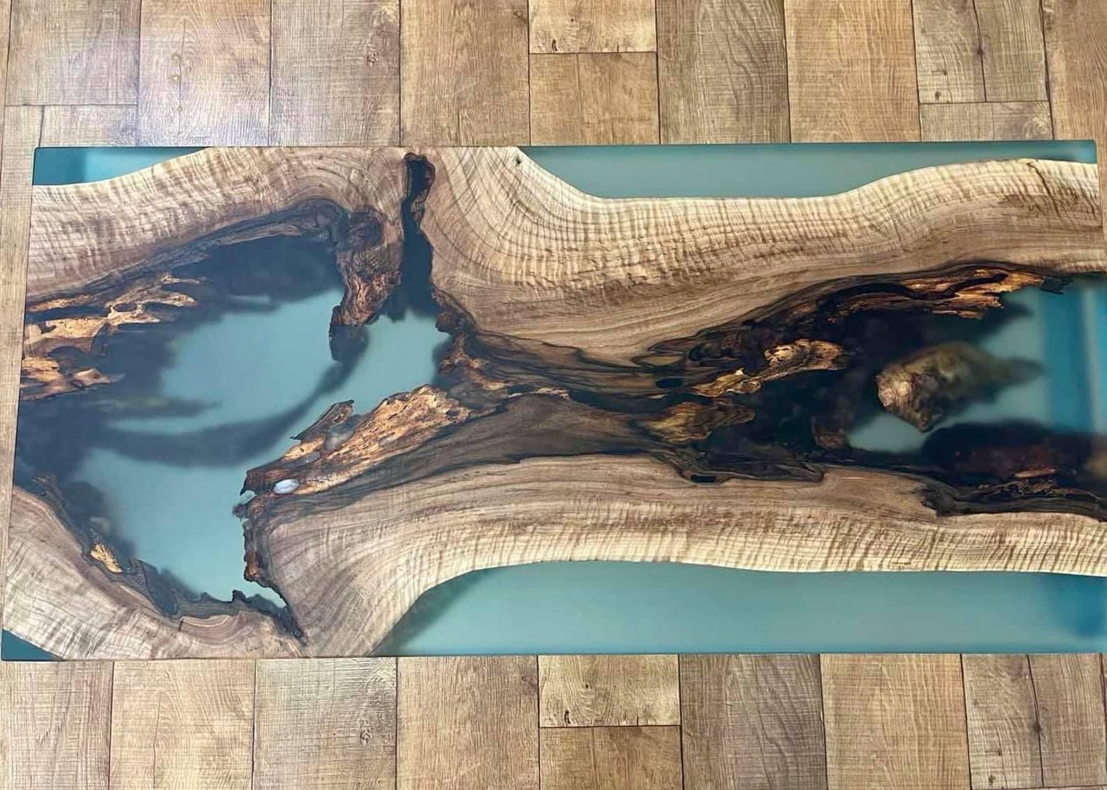 Walnut Wood Epoxy Waterfall River Table / Walnut Wood and - Etsy