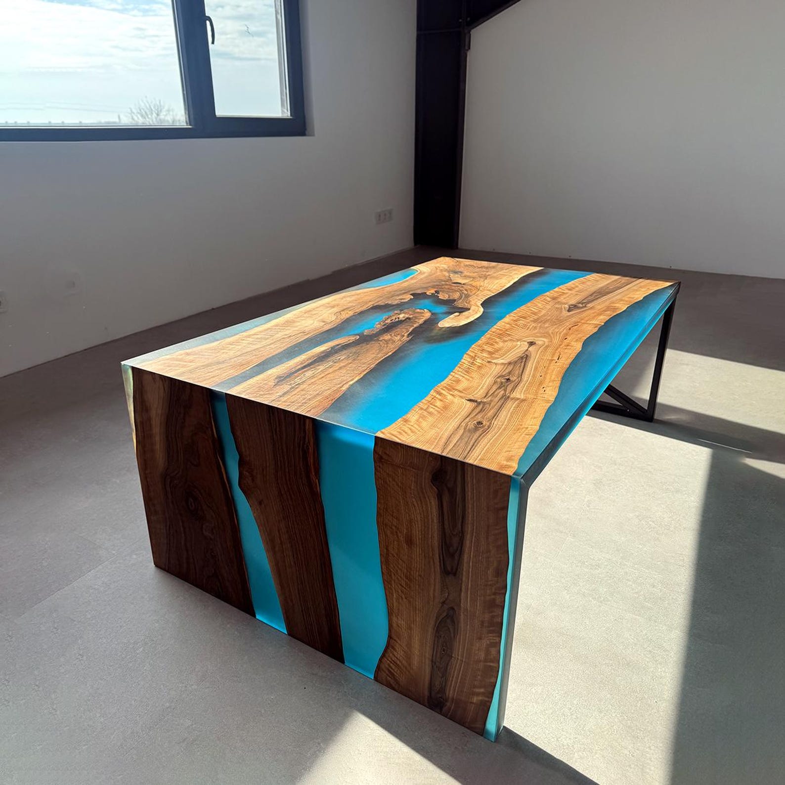 Live Edge Waterfall Epoxy Table – River Resin Desk, Console Table ...