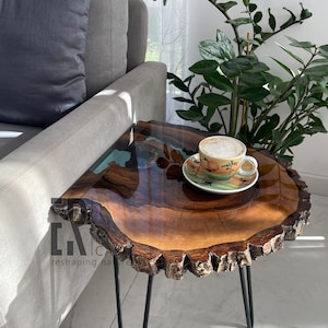 Live Edge Wood Slab Coffee Table /tree Slice End Table / Walnut Wood ...