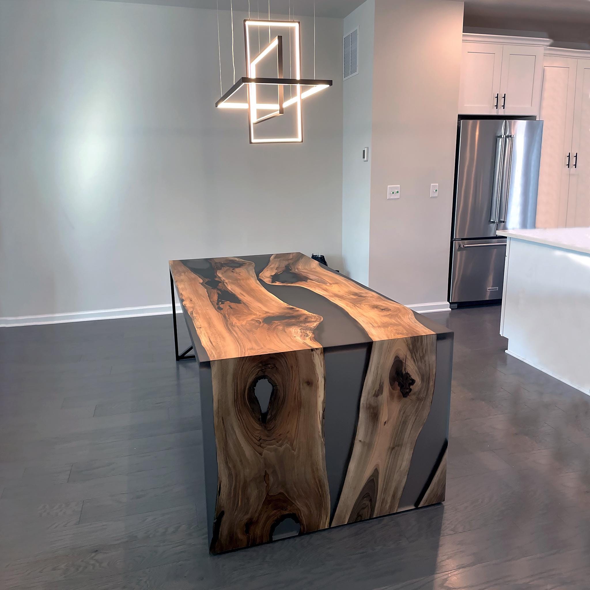 Custom Epoxy Dining Table / Epoxy Waterfall Table / Wood and Sheer ...