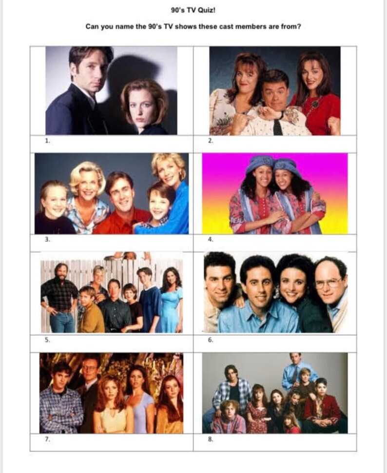 90's Party Trivia Quiz Fun, Christmas, Family 110 Picture Questions ...