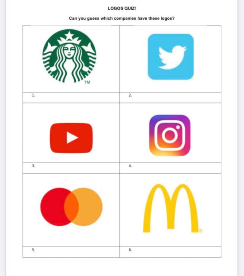 Logos Quiz! 30 Picture Questions of Famous Logos/brands! **instant ...