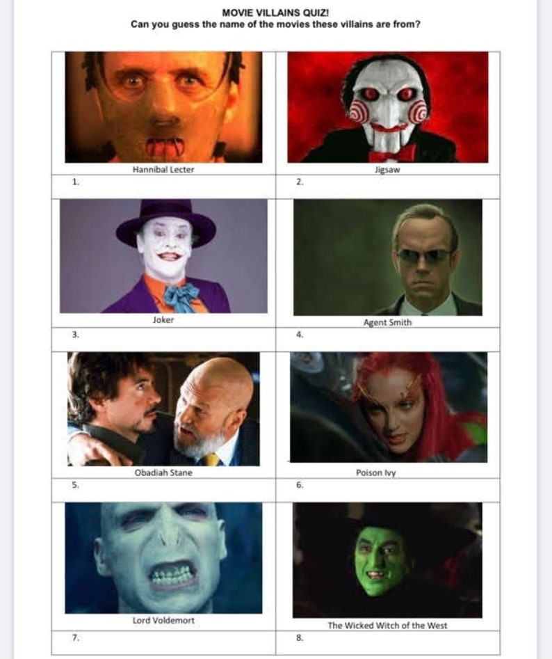 Movie Villains Quiz! 32 Picture Questions of Villains From Famous Films ...