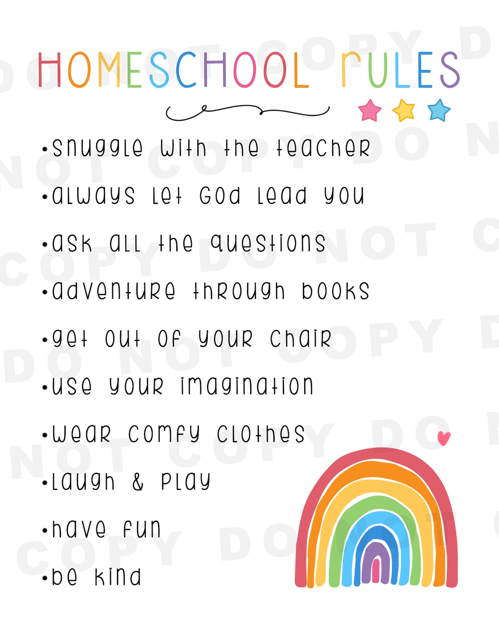Homeschool Rules Digital Print, 16x20, Homeschool Rules Decor ...