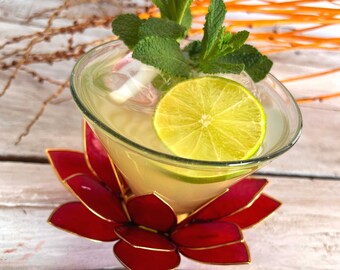 Lotus Flower Cocktail Glass Blue - Etsy