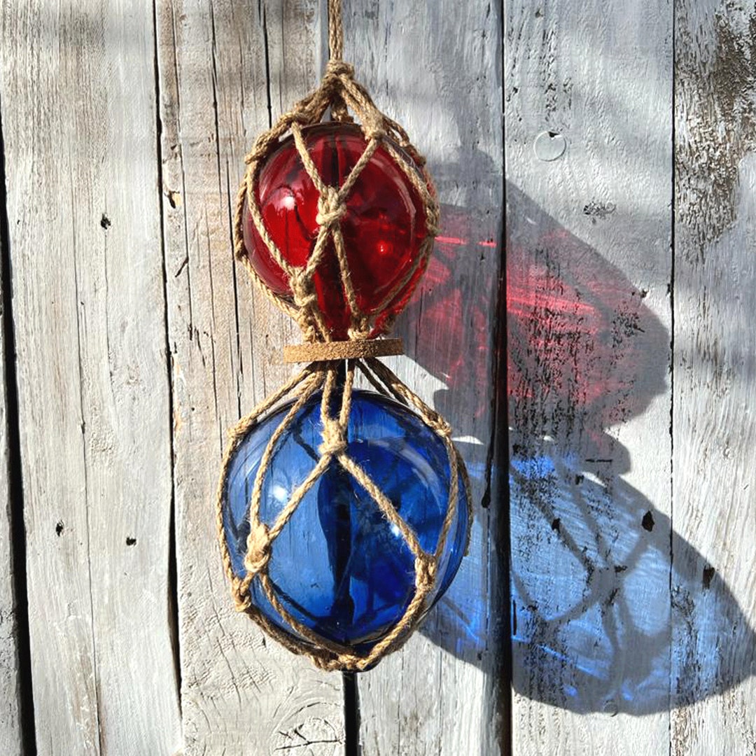 Double Fish Glass Float With Rope: Nautical Tiki Bar Decor - Etsy