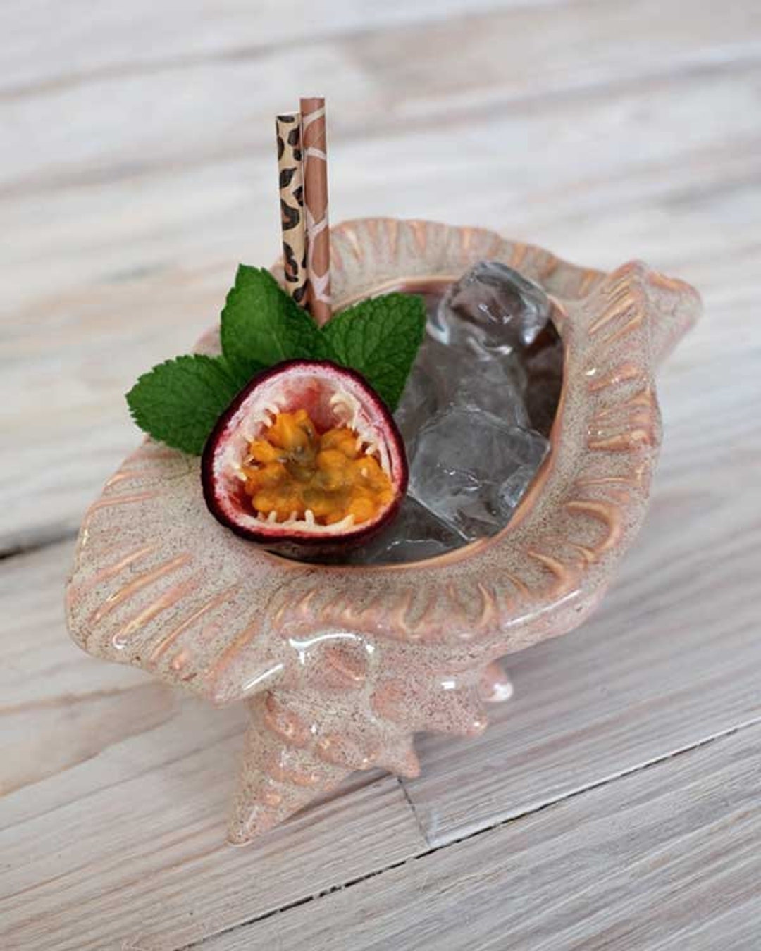 Tiki Mug Sea Shell - Coral — Tropical Cocktail Mug, Beach Bar Drinkware ...