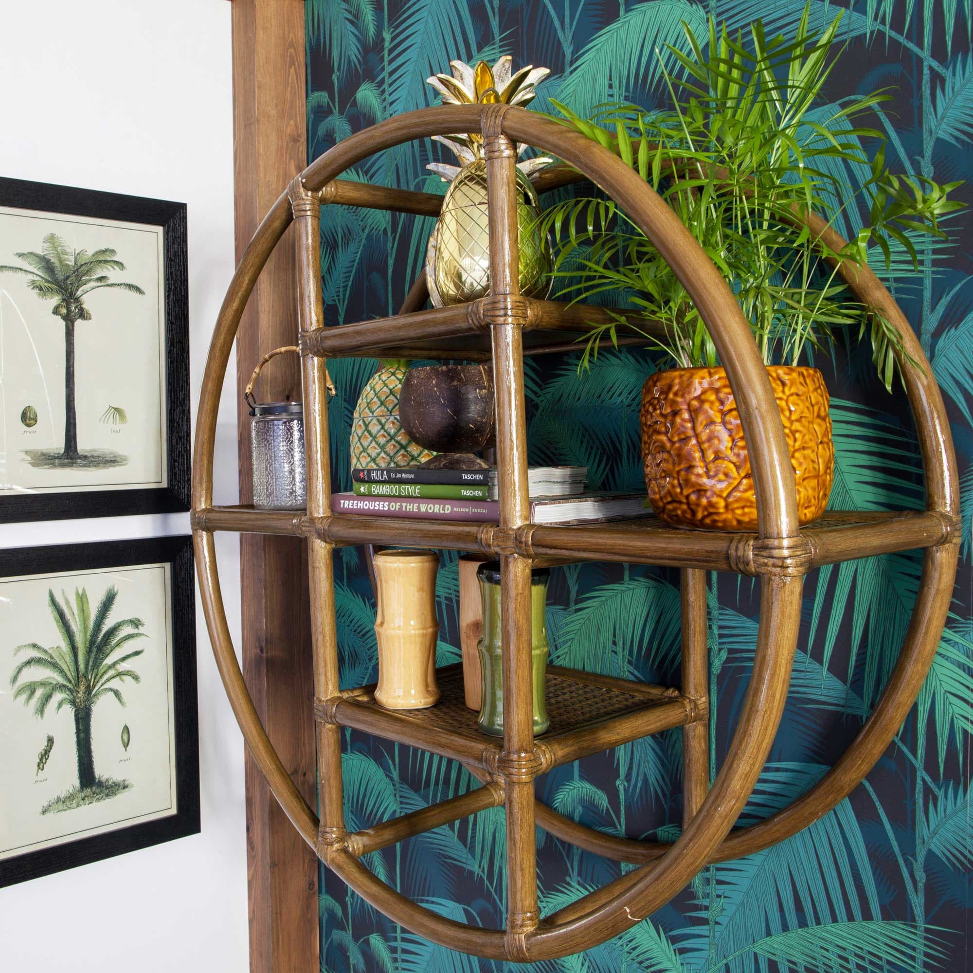 Small Natural Rattan Round Shelf Unit Tiki Bar - Etsy UK