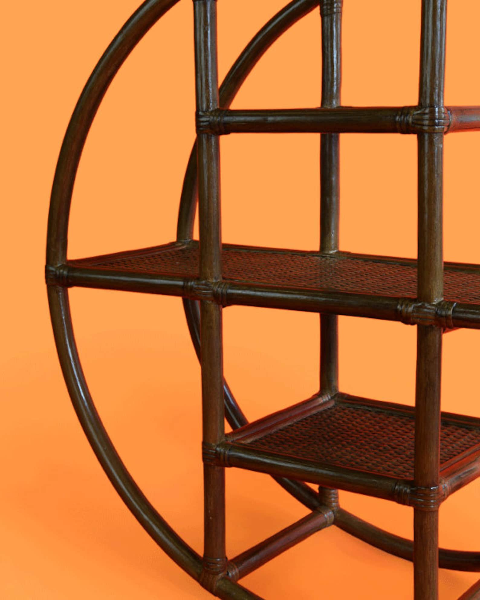Small Natural Rattan Round Shelf Unit Tiki Bar | Etsy UK