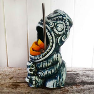 Handcrafted Cannibal Tiki Mug: Blue Tahitian Style Drinkware - Etsy